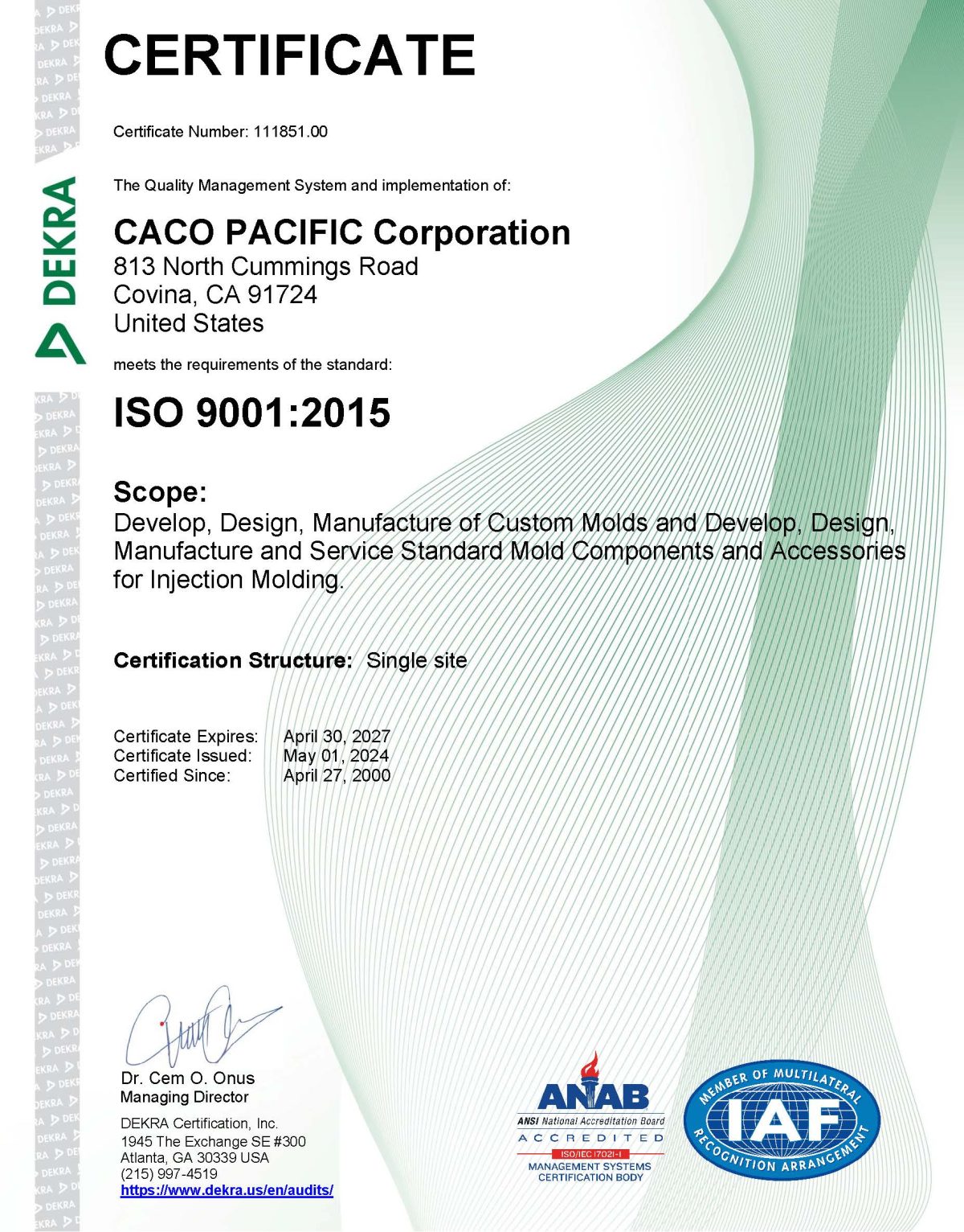 Quality & ISO 9001 – CACO PACIFIC
